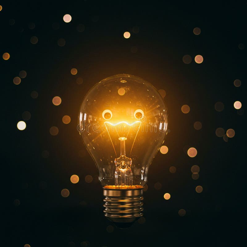 A Glowing Light Bulb with a Facial Expression, Created Using Googly ...