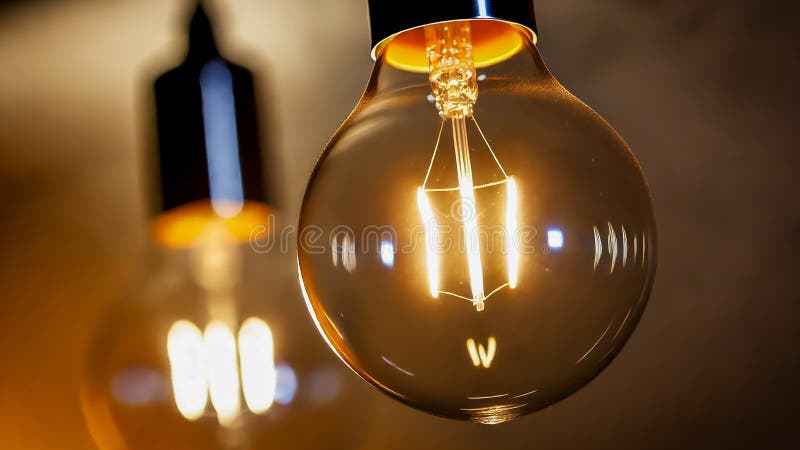 Glowing Light Bulb. the Filament Inside the Bulb is Clearly Visible ...