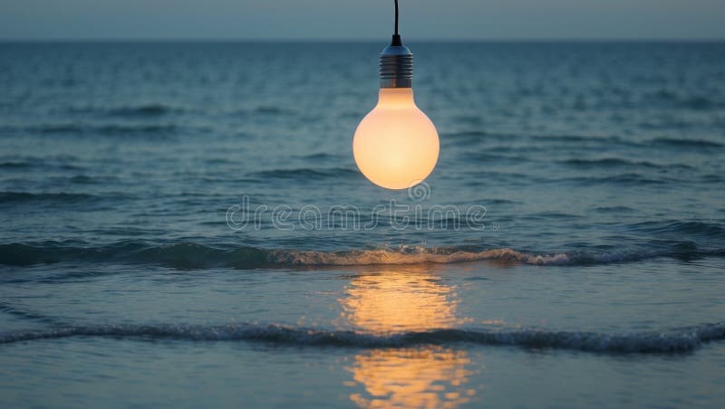 Glowing Light Bulb Floating Blue Ocean Stock Photos - Free & Royalty ...