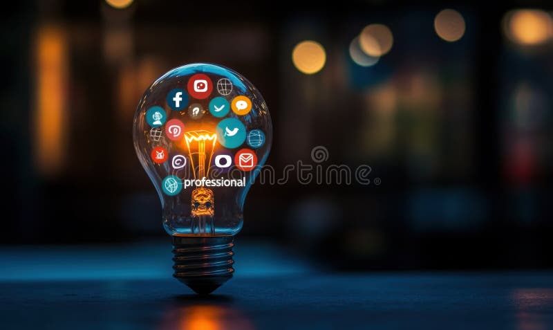 A Glowing Light Bulb in Front of a Blackboard with Drawings Stock Image ...
