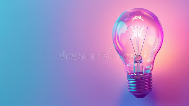 Light Bulb on a Reflective Surface with Orange Grid Background ...