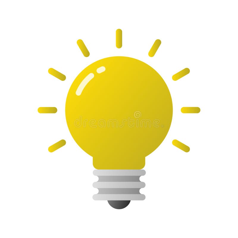 Glowing Light Bulb Gradient Icon. Yellow Lamp, Insight Sign Symbol ...
