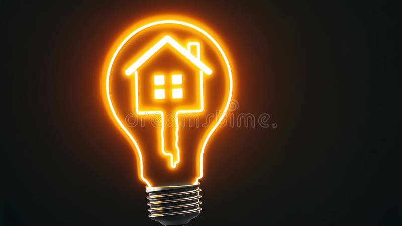 Glowing Light Bulb with House Key Shape Symbolizing Innovative Real ...