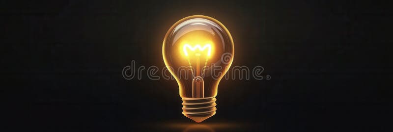 Glowing Light Bulb Icon in Minimalist Style with Bright Yellow ...