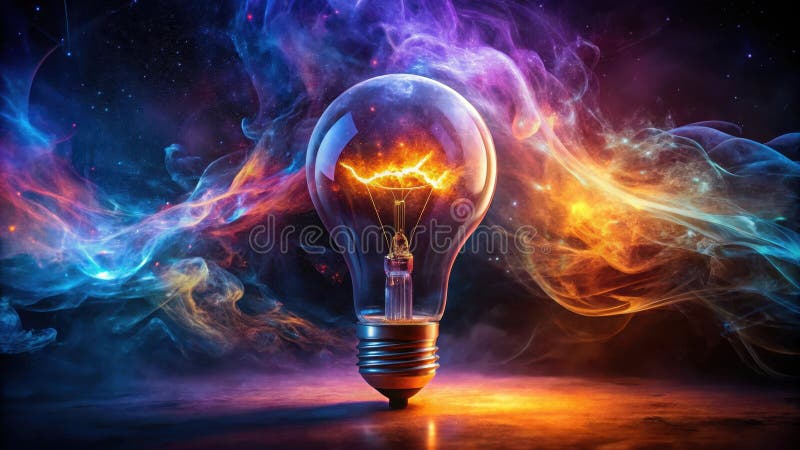 A Glowing Light Bulb Illuminates a Cosmic Nebula a Visual Metaphor for ...