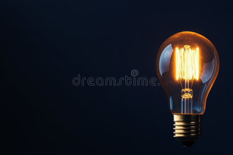 A Glowing Light Bulb Illuminates a Dark Background, Creating a Striking ...