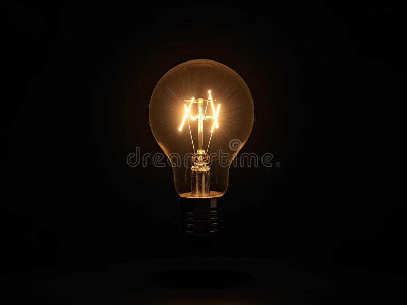 A Glowing Light Bulb Illuminates a Dark Space Stock Photo - Image of ...