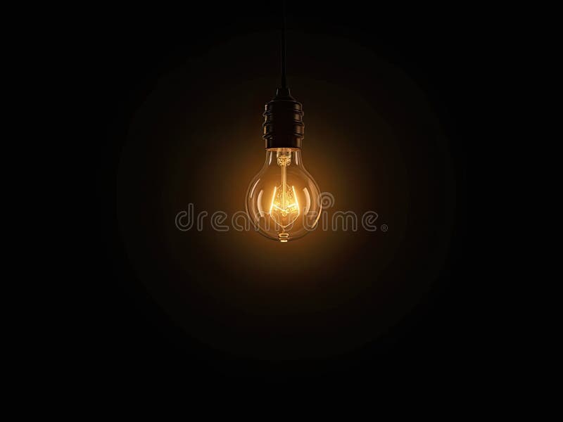 A Glowing Light Bulb Illuminates a Dark Space Stock Photo - Image of ...
