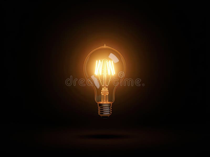 A Glowing Light Bulb Illuminates a Dark Space Stock Image - Image of ...