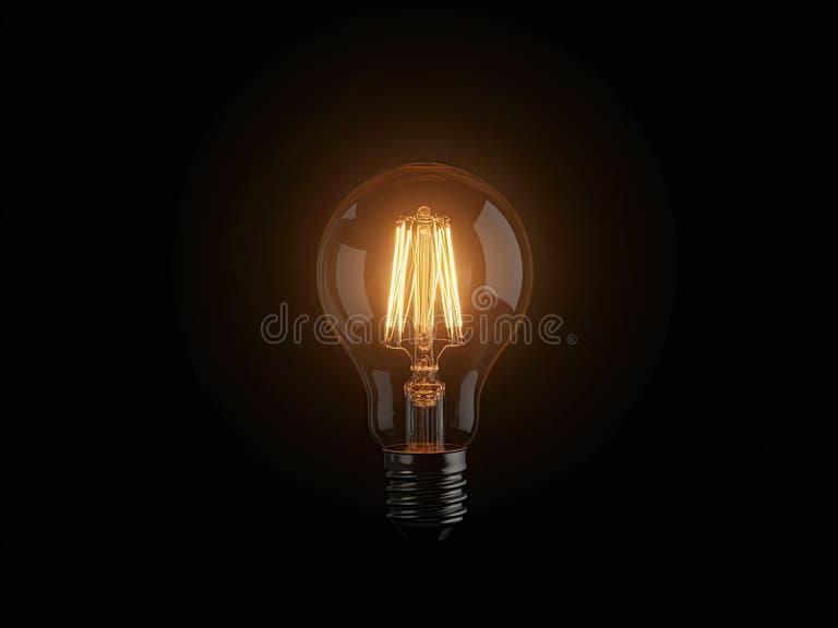 A Glowing Light Bulb Illuminates a Dark Space Stock Image - Image of ...