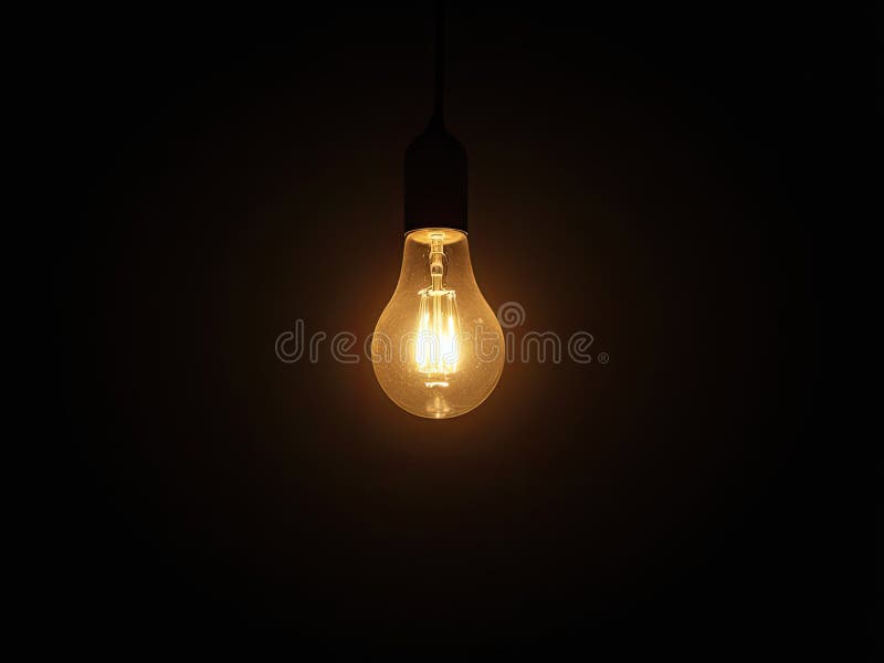A Glowing Light Bulb Illuminates a Dark Space Stock Image - Image of ...