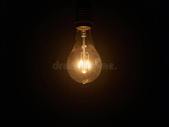 A Glowing Light Bulb Illuminates a Dark Space Stock Image - Image of ...
