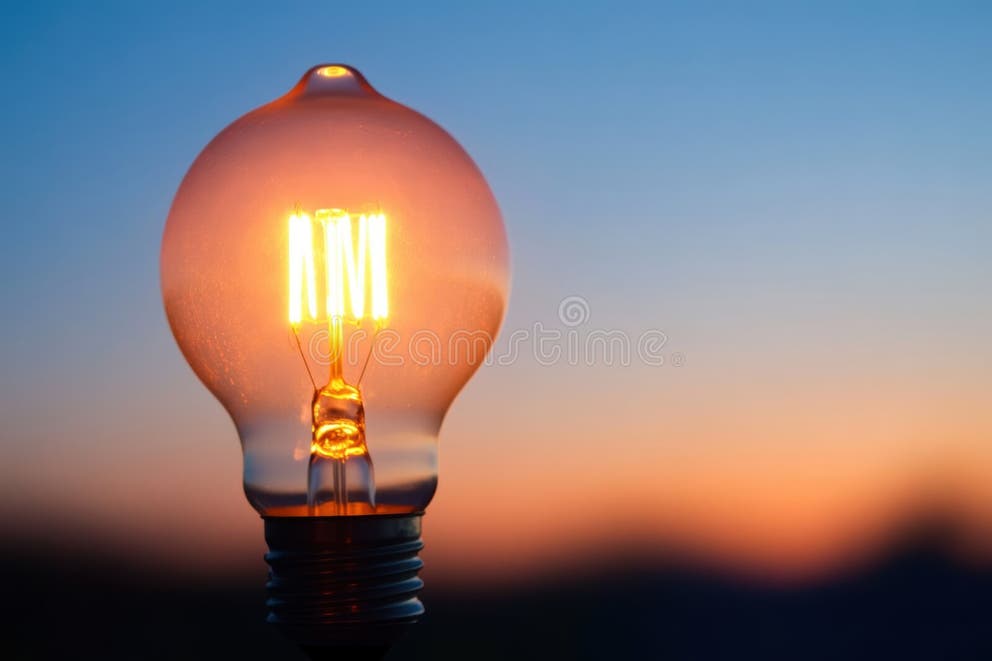A Glowing Light Bulb Illuminates the Darkness Around it. Stock Photo ...
