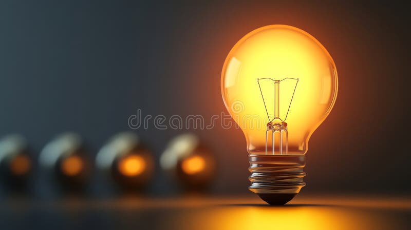 A Glowing Light Bulb Illuminating a Dark Background, Symbolizing ...