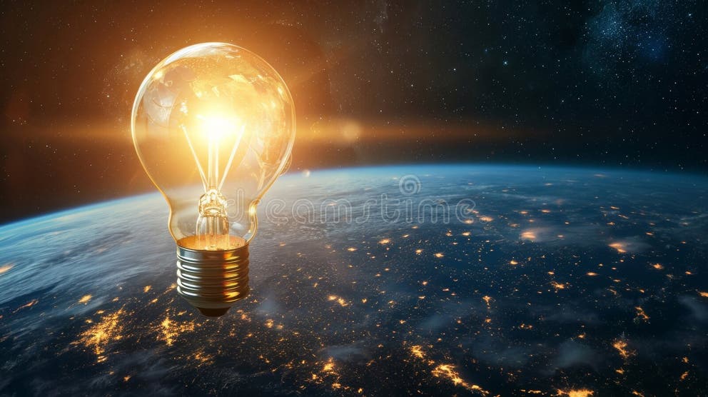 Glowing Light Bulb Illuminating Earths Core Stock Image - Image of ...