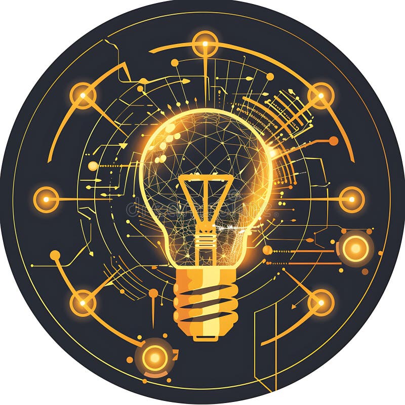 A Glowing Light Bulb Illustration with a Geometric Wireframe Design ...