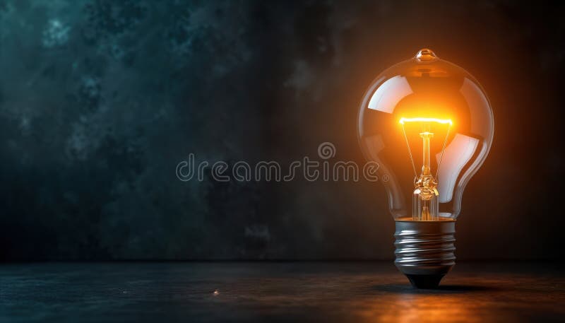 Glowing Light Bulb Innovation, Bright Ideas Against Dark Background ...
