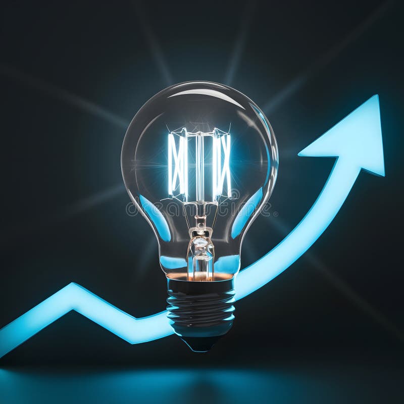 A Glowing Light Bulb with Intricate Filament Structure and Vibrant Blue ...