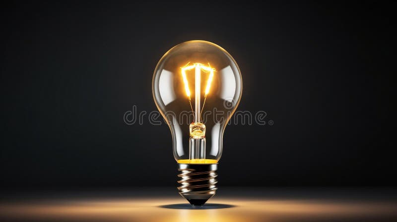 Glowing Light Bulb Isolated on a Dark Background Highlighting the ...