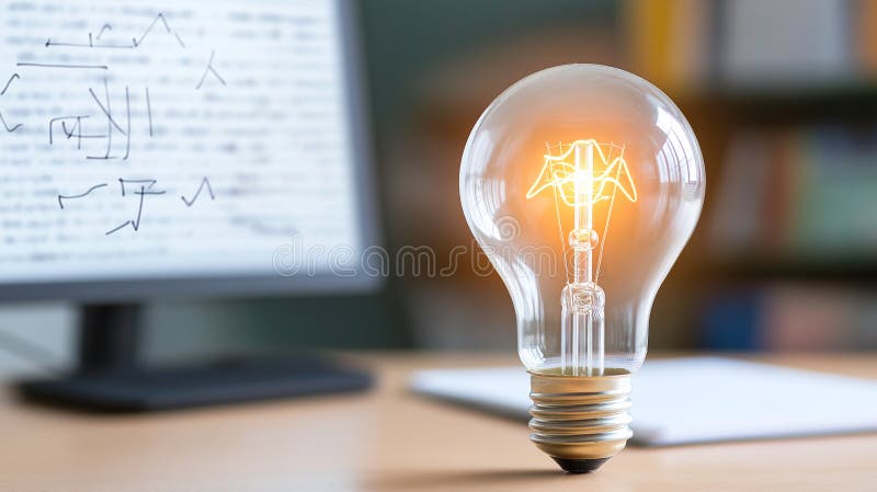 Glowing Light Bulb with Mathematical Equations Symbolizes Innovation ...