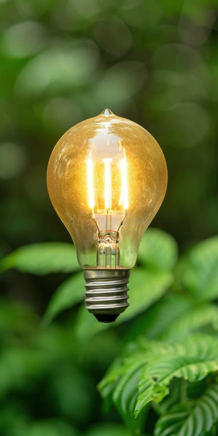 Glowing Light Bulb in Nature Stock Illustration - Illustration of ...