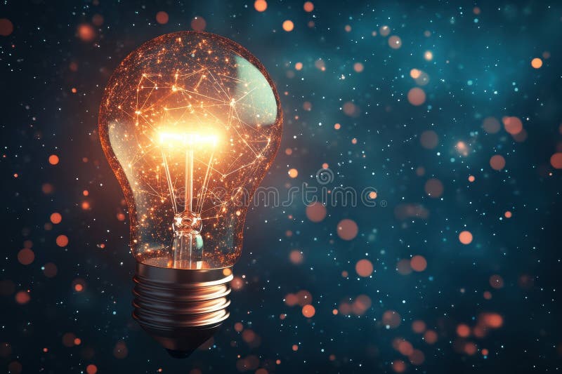 A Glowing Light Bulb with a Network Design, Symbolizing Innovation and ...