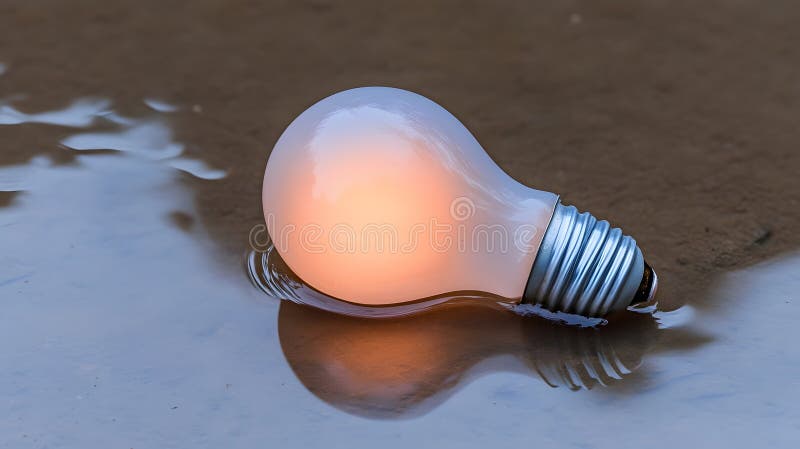 Glowing Light Bulb in Puddle Abstract Image Good Resolution Stock Photo ...