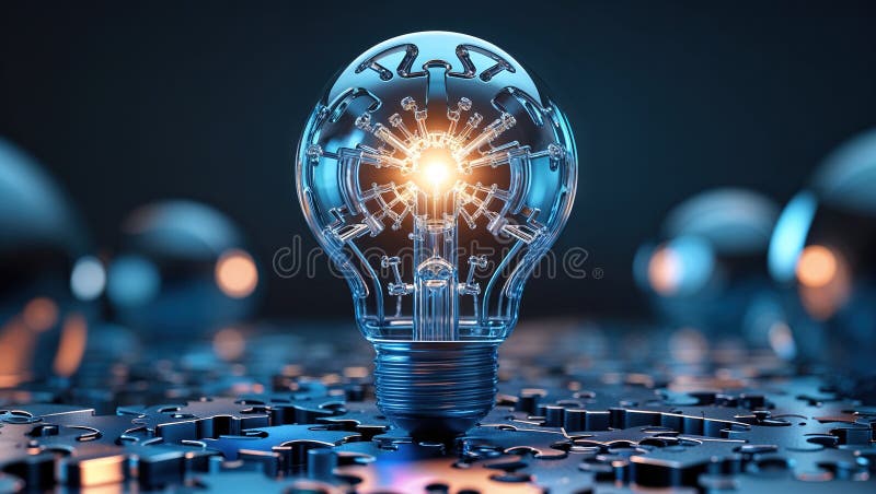 A Glowing Light Bulb Represents Creativity and Ideas, Surrounded by ...