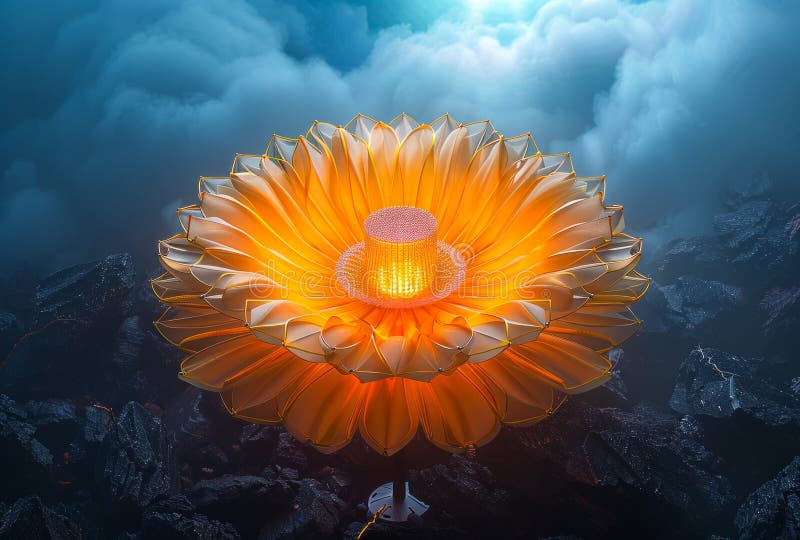 Glowing Light Bulb is Seen in Flower Symbolizing the Idea of Bright ...