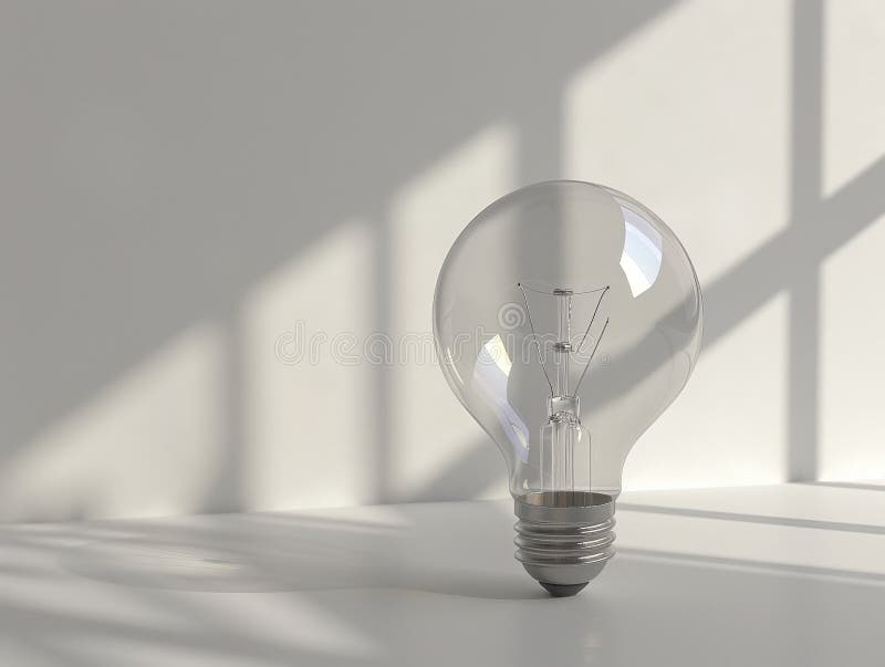 Glowing Light Bulb with Shadow Effect Stock Illustration - Illustration ...
