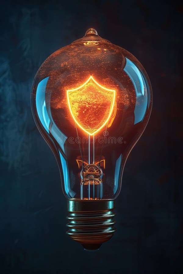 A Glowing Light Bulb with a Shield Inside, Representing Protection and ...
