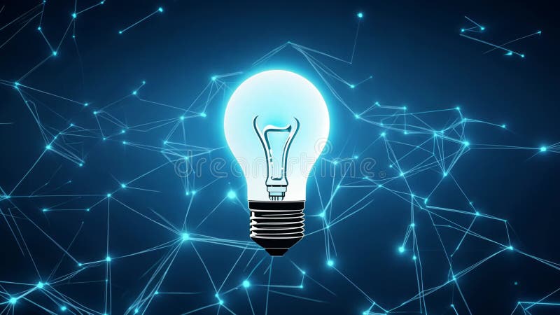 Bright Idea Concept with Glowing Light Bulb and Network Lines Stock ...