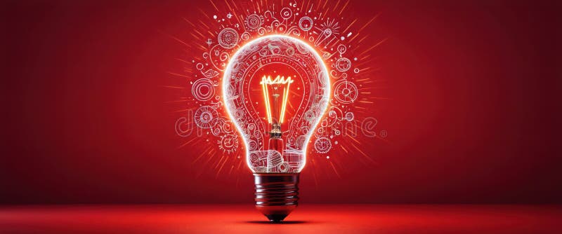 Glowing Light Bulb Symbolizes Great Ideas, Progress, Creative Ideas and ...