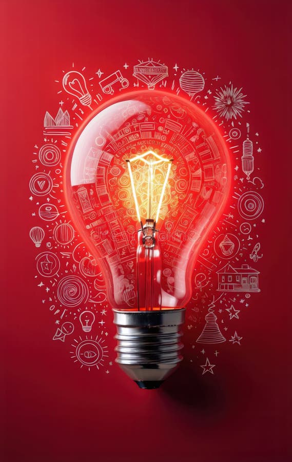 Glowing Light Bulb Symbolizes Great Ideas, Progress, Creative Ideas and ...