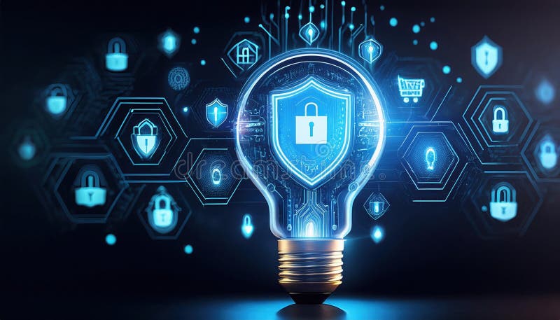 Glowing Light Bulb Symbolizes Innovative Ideas about Cybersecurity ...