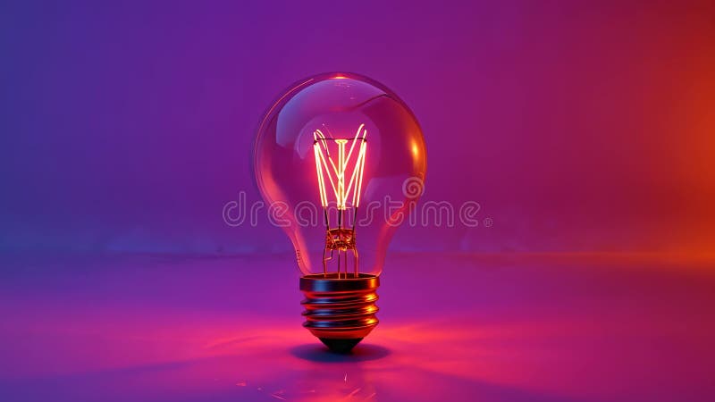 Glowing Light Bulb on Vibrant Gradient Background, Innovation Concept ...