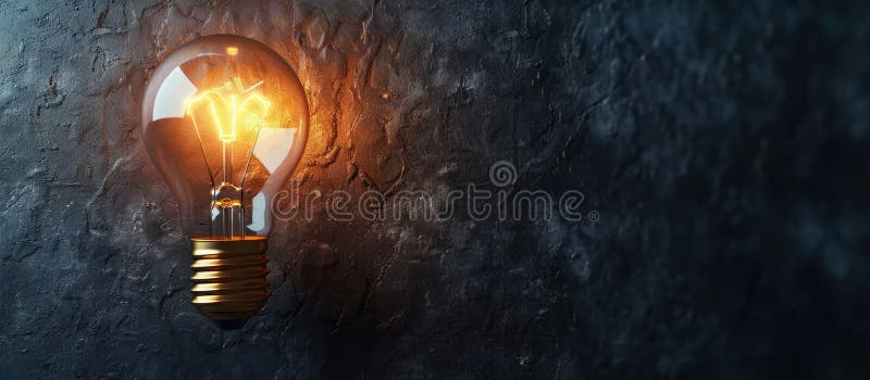 Glowing Light Bulb on Wall stock image. Image of wall - 314863403