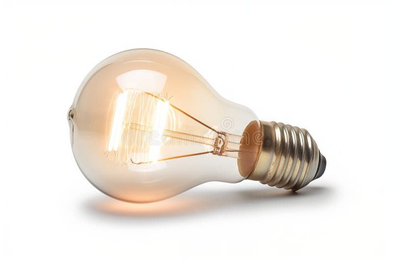 Glowing Light Bulb on White Background Stock Image - Image of ...