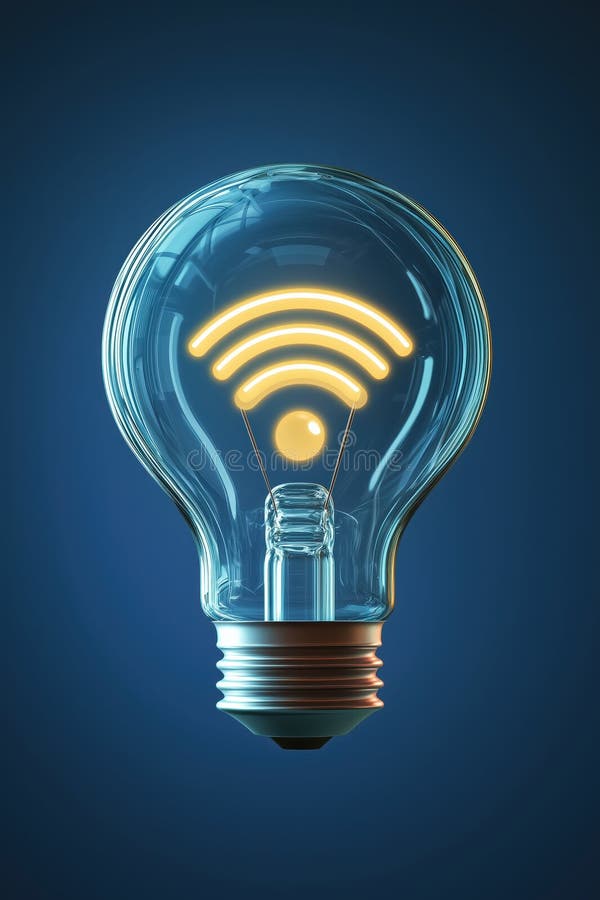 A Glowing Light Bulb with a Wi-Fi Symbol Inside, Representing ...