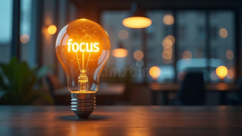 A Glowing Light Bulb with the Word FOCUS Illuminated, Symbolizing ...