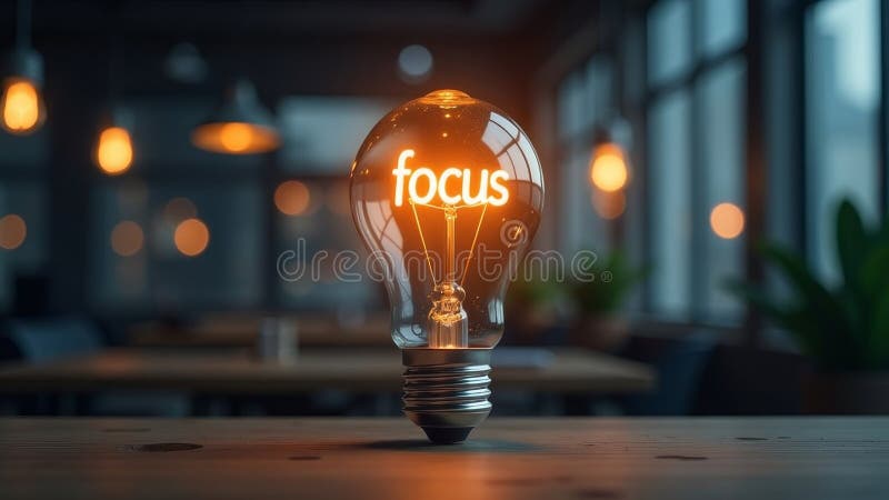 A Glowing Light Bulb with the Word FOCUS Illuminated, Symbolizing ...