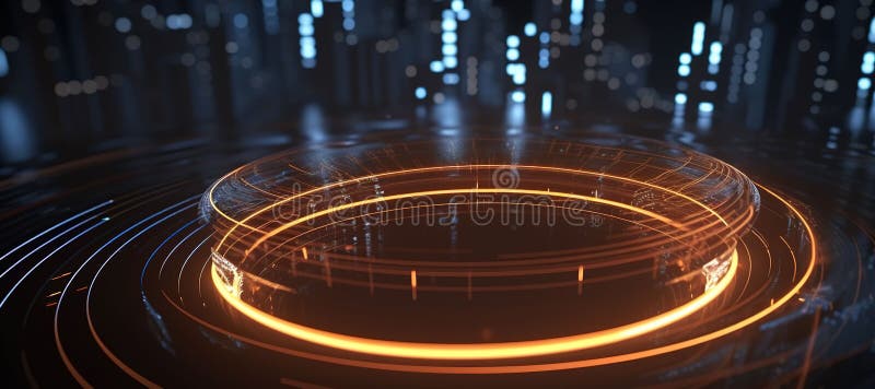 Glowing Light Circle Line Geometric Background Stock Illustration ...