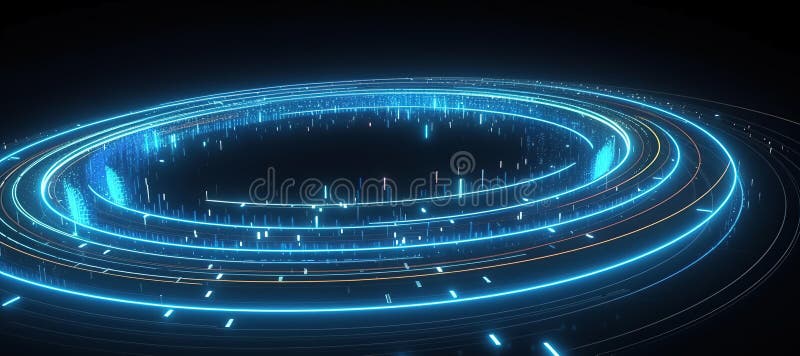 Glowing Light Circle Line Geometric Background Stock Illustration ...
