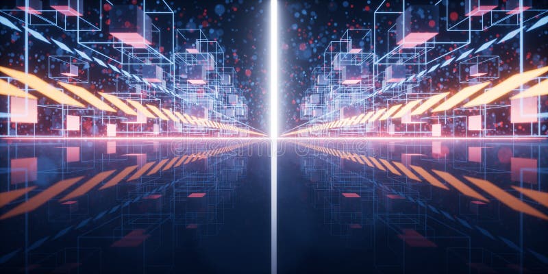 Glowing Light in the Cyberspace, 3d Rendering Stock Illustration ...