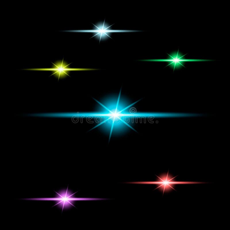 Glowing light effect set. stock illustration. Illustration of shiny ...