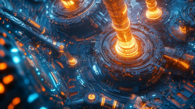 A Glowing Light-infused Electronic Circuit Board in Abstract Form Stock ...