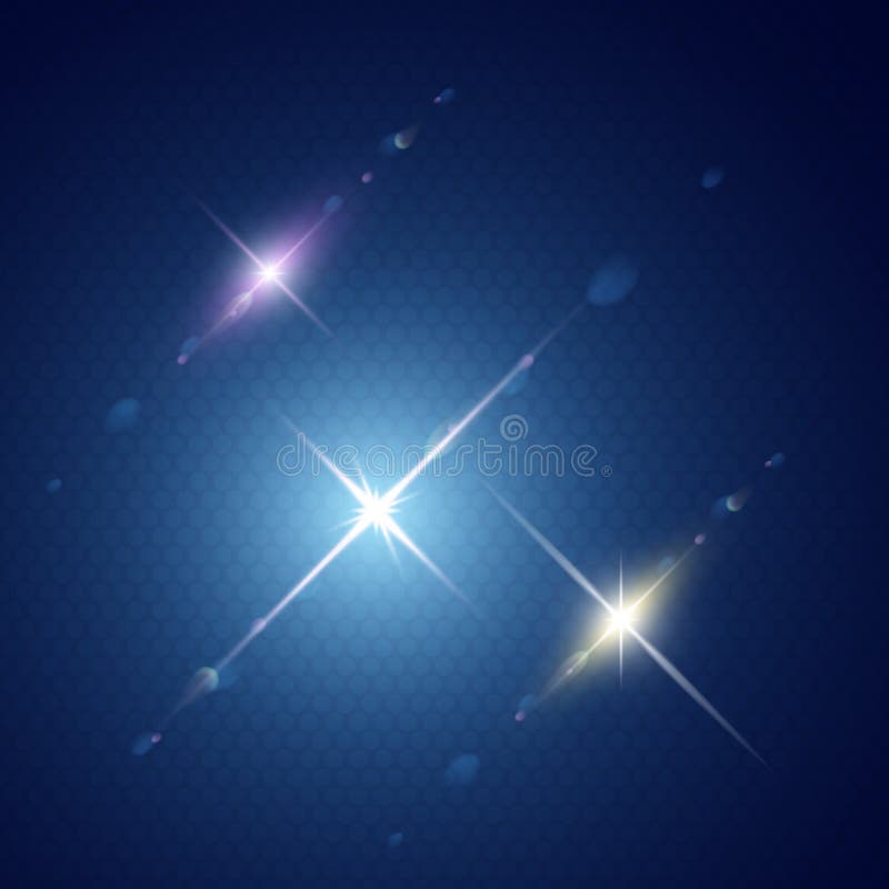 Glowing Light with Lens Effect in Stars Form. Stock Vector ...