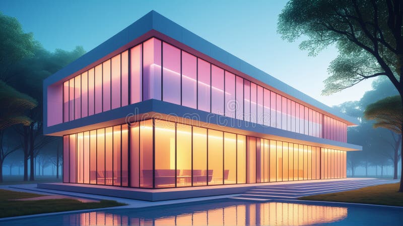 Glowing Light in Library Architecture with a Semi-Abstract Style Stock ...