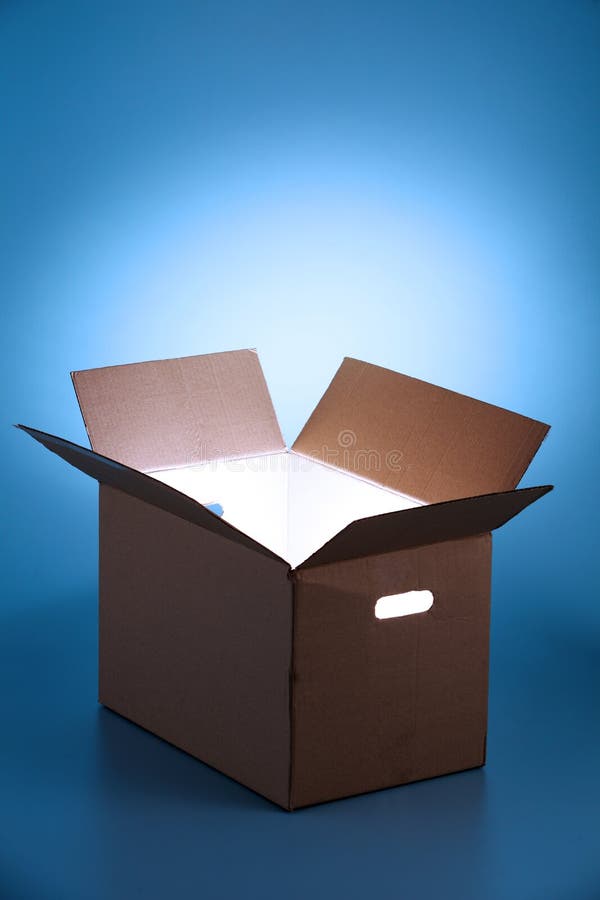 Glowing Light from Open Box Stock Photo - Image of open, cardboard ...