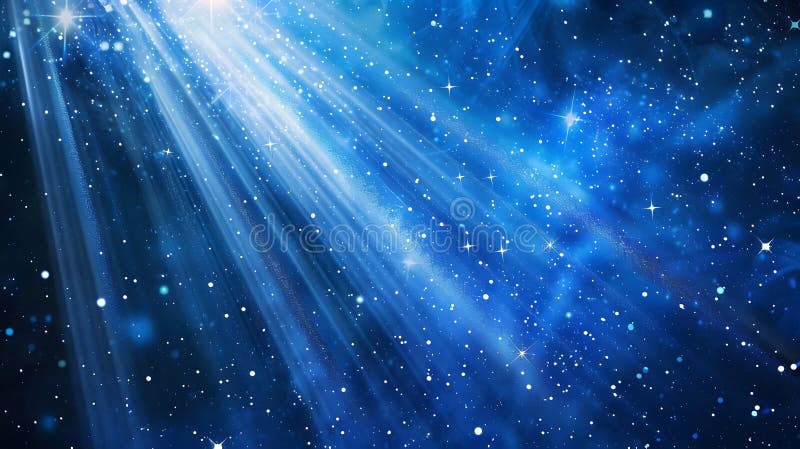 Glowing Light Rays & Falling Stars Blue Background Stock Illustration ...